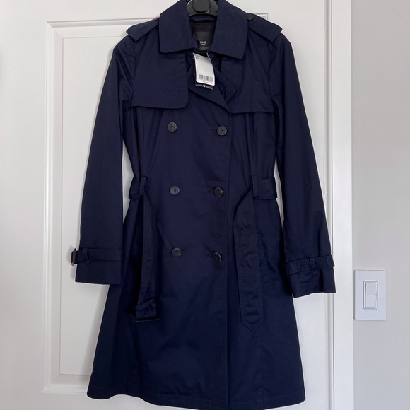 Mango | Jackets & Coats | Nwt Mango 0 Cotton Navy Trench Coat With Belt ...